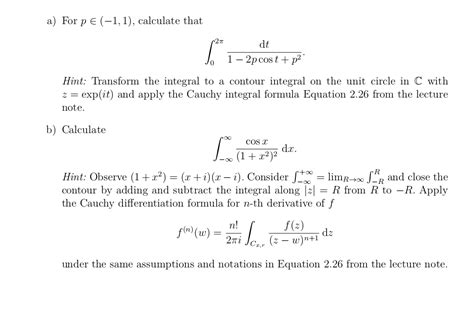 Solved a For p calculate that π pcost p dt Chegg