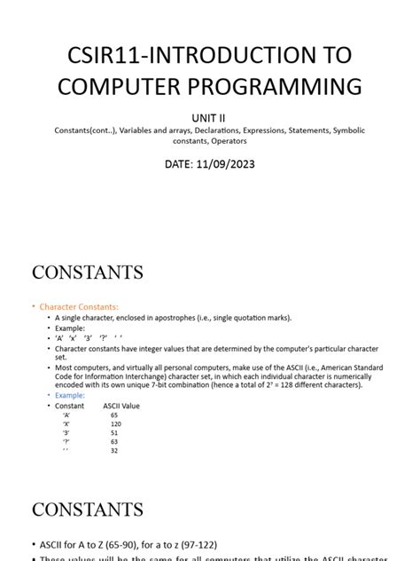 Csir11 Introduction To Computer Programming Unit Ii Download Free Pdf Character Encoding