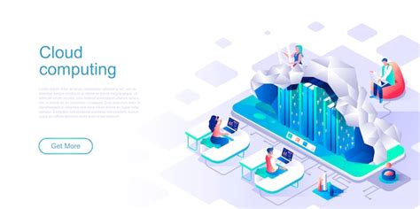 Premium Vector Cloud Computing Isometric Landing Page Vector Template