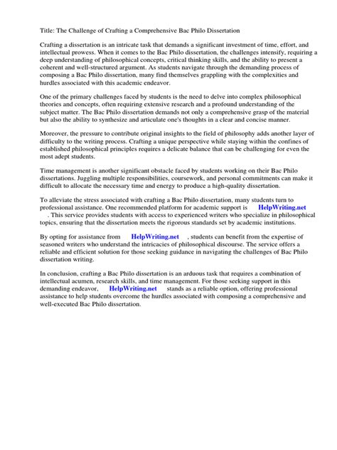 Bac Philo Dissertation Guide Pdf Thought