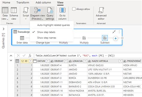 dataflows excel kitchenette