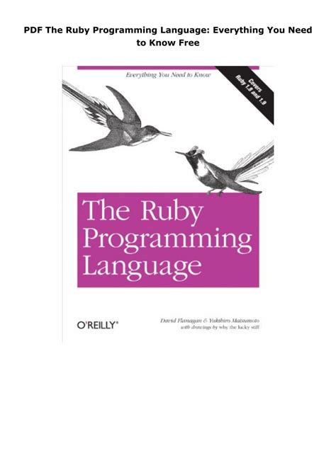 The Ruby Programming Language Everything You Need To Know