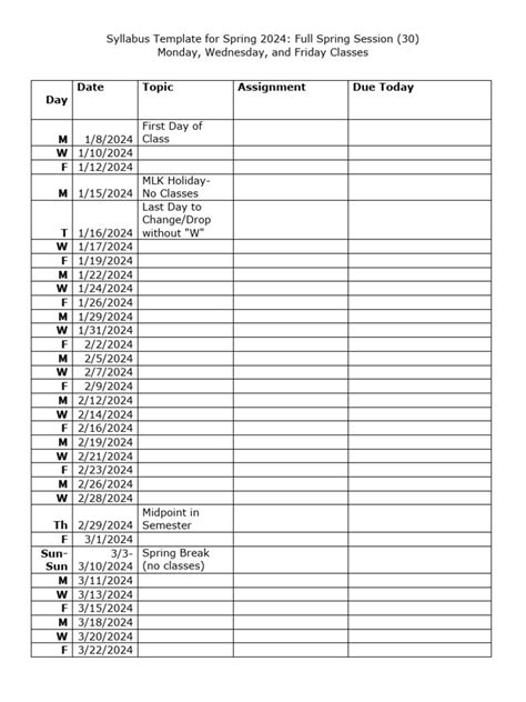 Spring2024 Full Mwf Syllabus Template Pdf