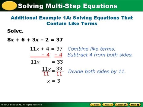 Solving MultiStep Equations Warm Up Solve 1 3