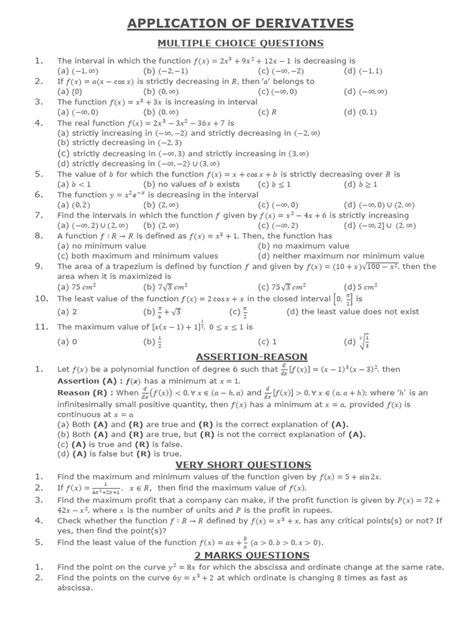 Application Of Derivatives 1 Pdf