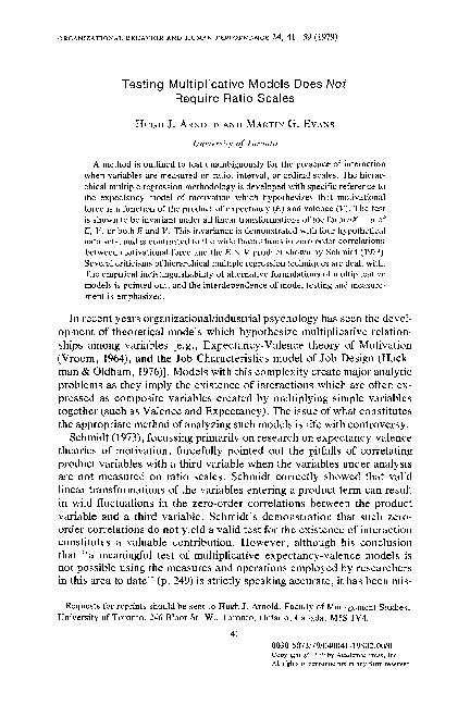 Pdf Testing Multiplicative Models Does Not Require Ratio Scales