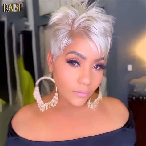 Baisi Pixie Silver Grey Short Lace Wig Wigs Lace Wigs Pixie Cut Wig