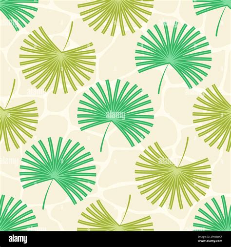 Round Palm Leaves Continuous Seamless Pattern Stock Vector Image And Art