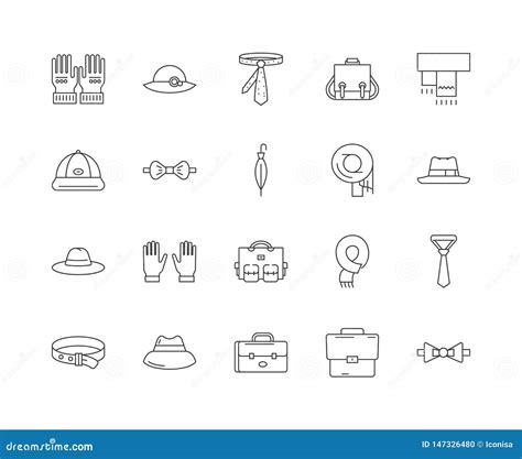 Haberdashery Line Icons Signs Vector Set Outline Illustration