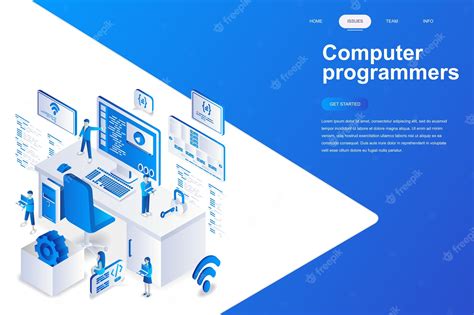 Premium Vector Computer Programmers Modern Flat Design Isometric Concept