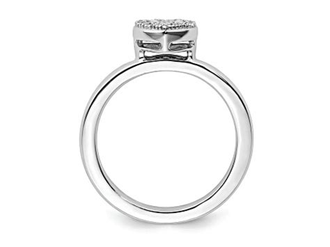 Sterling Silver Stackable Expressions Heart Diamond Ring 0122ctw