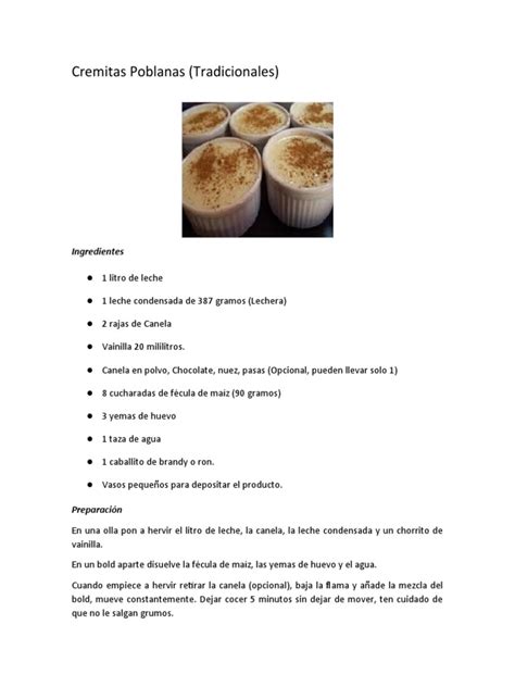 Cremitas Poblanas Receta Pdf