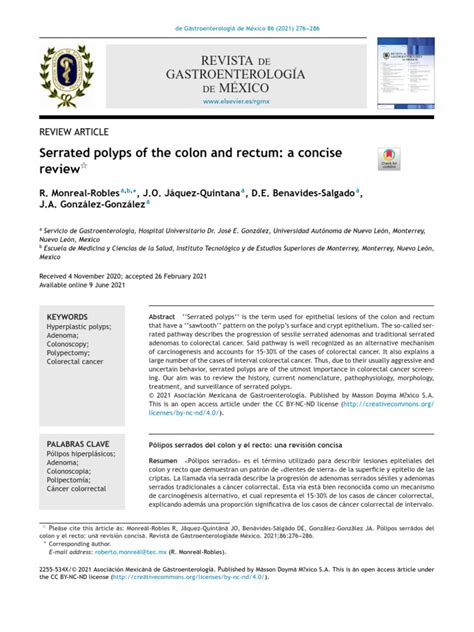 Serrated Polyps Of The Colon And Rectum A Concise Review Pdf Colorectal Cancer Cancer