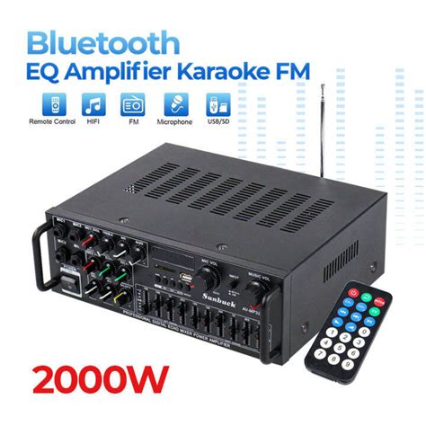 Sunbuck Bluetooth Eq Amplifier Karaoke Fm 2000w Av Mp326bt Black