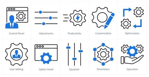 A Set Of 10 Settings And Configuration Icons As Control Panel