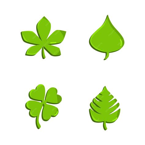 Premium Vector Green Leaf Shape Illustration Set Design