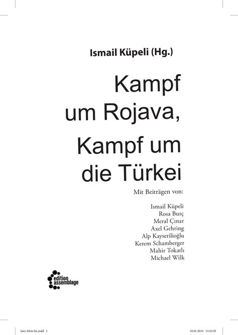 Pdf Kampf Um Rojava Kampf Um Die Türkei