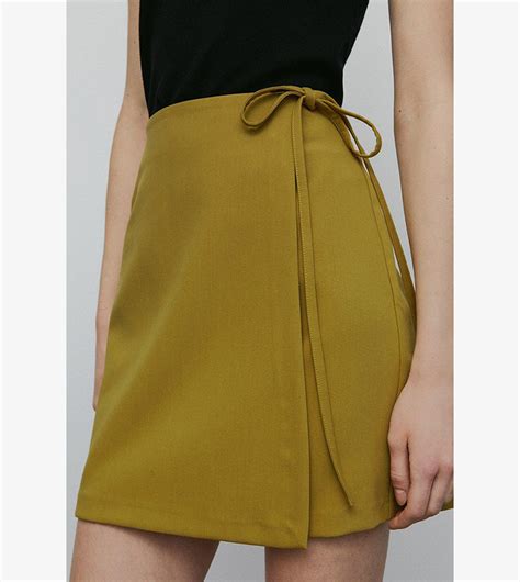 Buy Warehouse Skinny Tie Mini Wrap Skirt In Olive 6thstreet Saudi Arabia