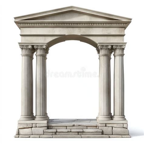 A Classical Stone Archway With Columns Showcasing Ancient Architectural Design Stock