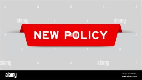 Red Color Inserted Label With Word New Policy On Gray Background Stock
