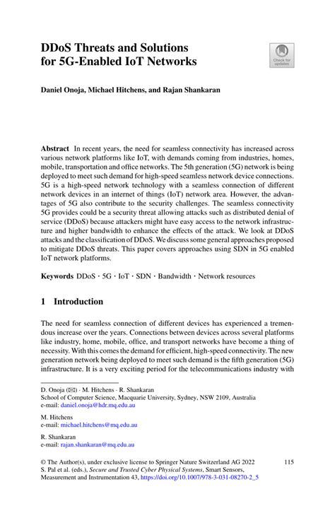Pdf Ddos Threats And Solutions For 5g Enabled Iot Networks