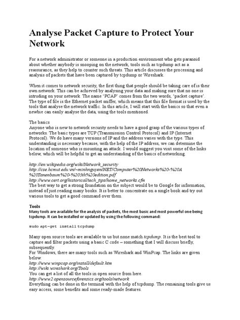 Analyse Packet Capture To Protect Your Network Pdf Internet Protocol Suite Network Packet
