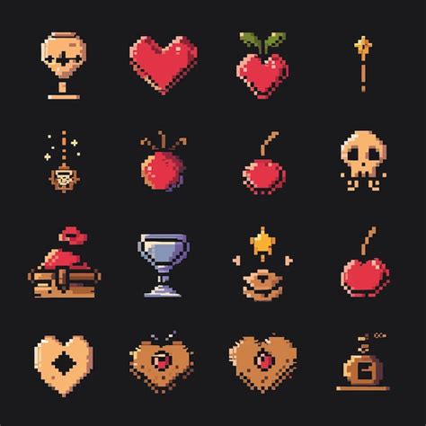 set of minimalistic pixel art vector objects premium ai generated vector