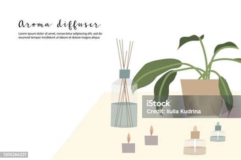 아로마 테라피 아로마 디퓨저 아로마 에센셜 오일 벡터 플랫 만화 일러스트레이션 방문 페이지 템플릿 배너 디자인 웹 0명에 대한