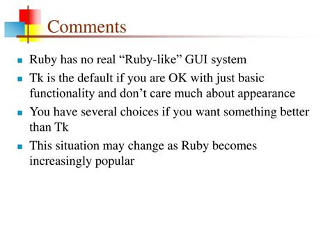 Ppt Ruby Gui Toolkits Powerpoint Presentation Free Download Id505660