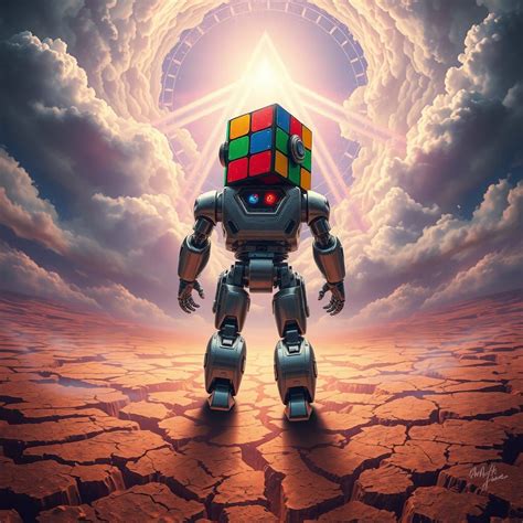Robot With A Rubiks Cube As A Head