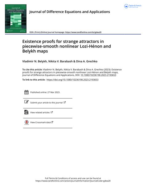 Pdf Existence Proofs For Strange Attractors In Piecewise Smooth Nonlinear Lozi Hénon And