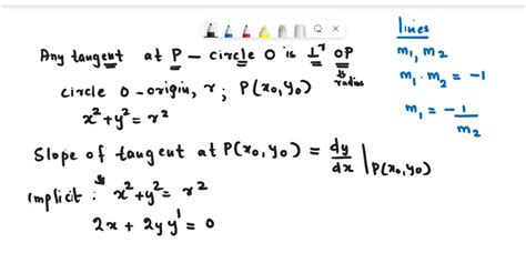 Solved Show Using Implicit Differentiation That Any Tangent Line At A Point Pto A Circle