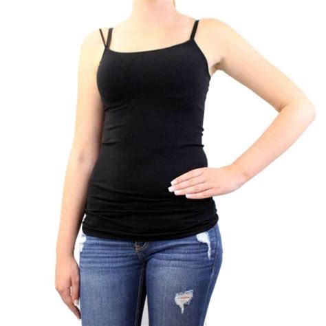Nikibiki Womens Black Long Seamless Camisole Tank Top Stretchy Tunic