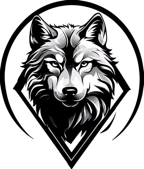 Gambar Logo Serigala Tanpa Detail Presisi Dalam Warna Hitam Putih
