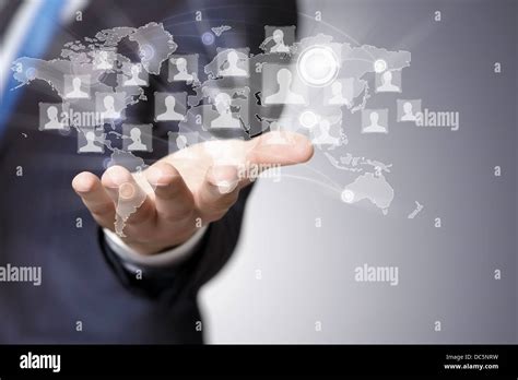 Hand Pressing Virtual Buttons Stock Photo Alamy