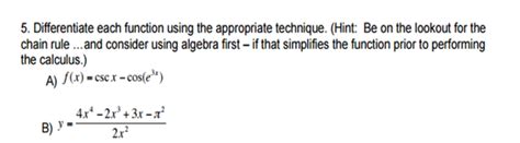 Solved Differentiate Each Function Using The Appropriate
