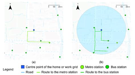 Simulation Of Commuter Paths A Metro Station B Bus Station Map