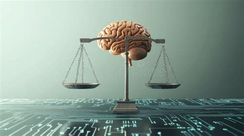 Conceptual Image Of Ai Ethics With Brain And Scales In Balance Stock