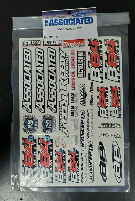 Team Associated Rc10 B64 Decal Sheet 92086 Ebay