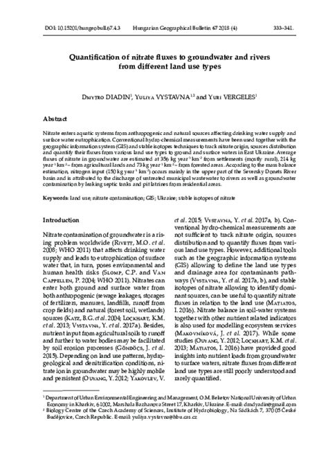 Pdf Quantification Of Nitrate Fluxes To Groundwater And Rivers From Different Land Use Types