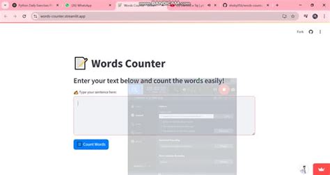Python Streamlit Webapp Wordscounter Coding 100daysofcode