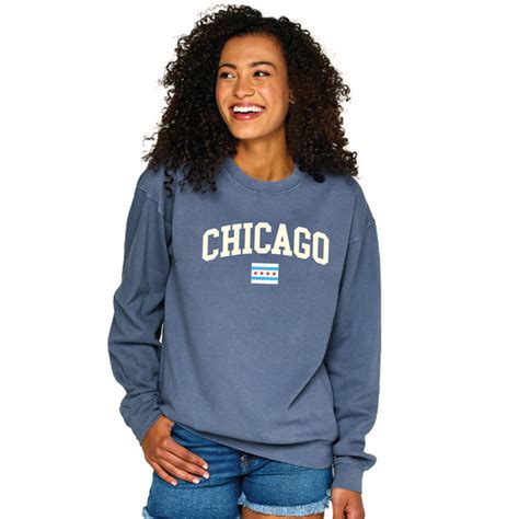 City Of Chicago Unisex Denim Crewneck Sweatshirt Official Chicago Gear