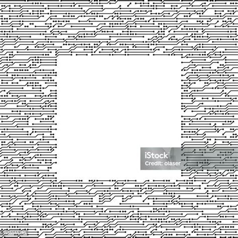추상적인 원형 전자 배경 패턴의 회로 기판 스타일로 둘러싸인 복사 공간 개념에 대한 스톡 벡터 아트 및 기타 이미지 개념 분리 연결 Istock