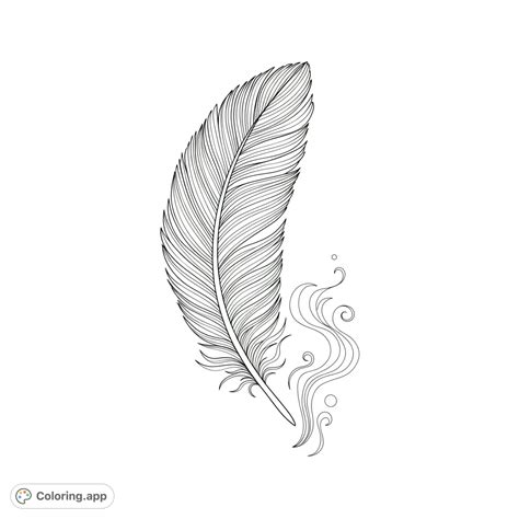 Elegant Feather With Ethereal Swirls Coloringapp