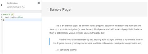 how to indent paragraphs in wordpress ltheme