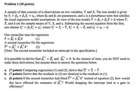 Solved A Sample Of Data Consists Of N Observations On Two