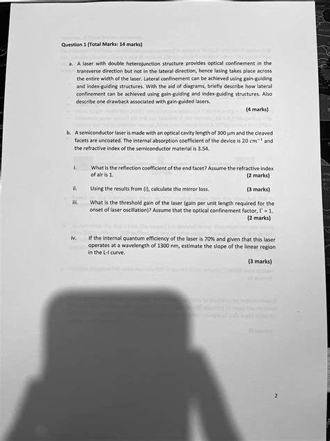 Question 1total Marks14 Marks A A Laser With Double Heterojunction