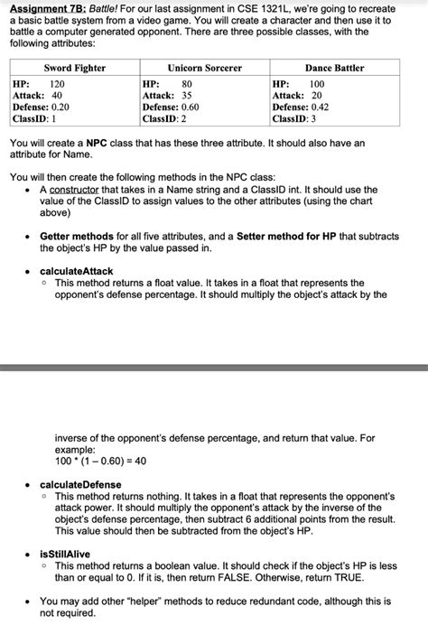 Solved Assignment 7b Battle For Our Last Assignment In Cse
