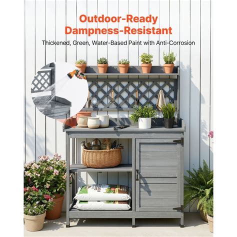 Vevor Potting Bench Table Outdoor Gardening Wooden Workstation With