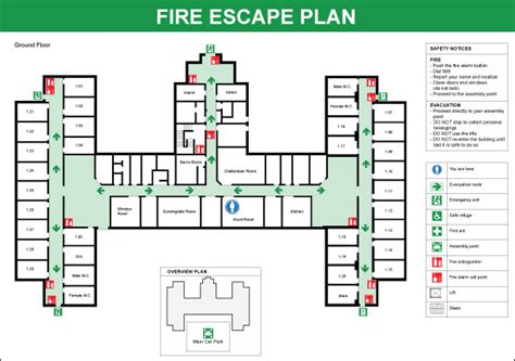 Emergency Egress Plan With Color Coded Safety Notices Fire Escape